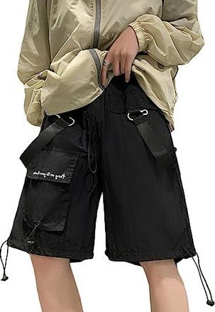 ORANDESIGNE Hommes Hip Hop Cargo Shorts Techwear Bermudes Vintage Casual Shorts Tactique Goth Pantalon H Noir 3XL