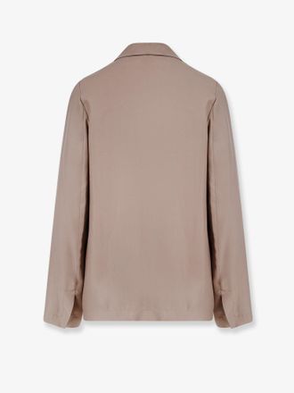 Alysi Womens Blazer Double-Breasted Silk Grey Blazers Jacket