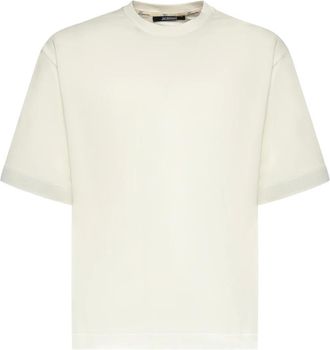 Jacquemus Homme, Tops, Blanc, Taille: 2XL Rond Carr&eacute; T-Shirt