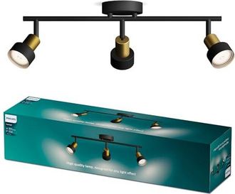 Philips Conduit Spot 3 t&ecirc;tes, GU10 non inclus, Laiton, IP20