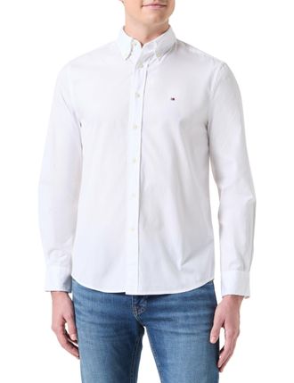 Tommy Hilfiger Core Flex Mw0mw39988 Hemd aus Popeline, einfarbig, L/S, Wei&szlig; (wei&szlig;), S f&uuml;r Herren, Wei&szlig; (Wei&szlig;), S