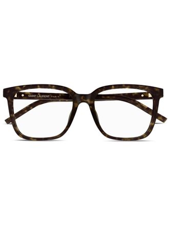 Saint Laurent Eyewear lunettes de vue carr&eacute;es &agrave; effet &eacute;cailles de tortue - Marron