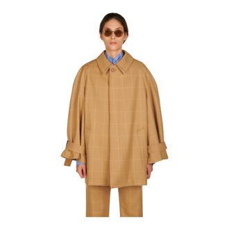 JEJIA Karierte Kamel-Print Wolljacke - - Jackets - Damen - Beige - XS