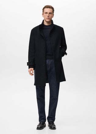 Mango Wollmantel mit Kaminkragen marineblau - Herren - XXL - MANGO MAN