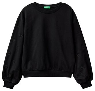 Benetton Damen Maglia G/C M/L 3bc1d1073 Sweatshirt ohne Kapuze, Schwarz 100, XS