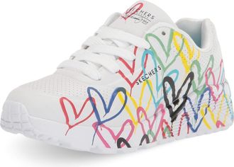 Skechers 314064L WMLT Sneaker, White Synthetic/Multi Trim, 40 EU