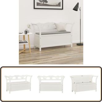 vidaXL Vidaxl - Banc Blanc 107x45x75,5 cm Bois de sapin solide - Banc - Meuble Dentrée - Rangement Intérieur - Banc Coffre - Mobilier Salle Dentrée