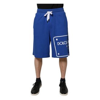 Dolce & Gabbana Homme, Shorts, Bleu, Taille: M Bermuda de surv&ecirc;tement bleu &agrave; logo