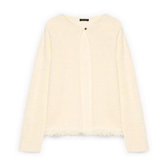 Fiorella Rubino Fransen-Cardigan - - Knitwear - Damen - Wei&szlig; - XL