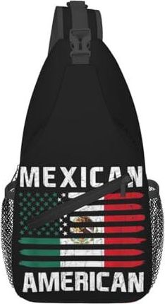 Generic Drapeau Mexicain-Am&eacute;ricain Sac &Agrave; Dos Bandouli&egrave;re Pratique Sacoche Epaule L&eacute;ger Sac Poitrine Pour Randonn&eacute;e Shopping Sport