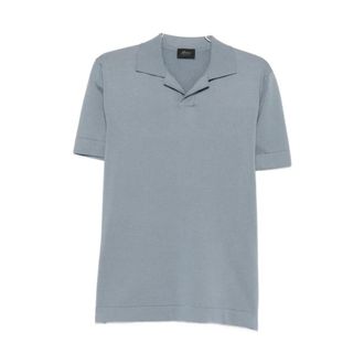 Brioni Homme, Tops, Bleu, Taille: 3XL Polo sans Boutons en Coton et Soie