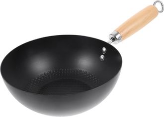 Cabilock Kleine Gusseiserne Wokpfanne 20 Cm Flacher Boden Mini Kochtopf Ohne Beschichtung F&uuml;r Induktion Ein-Personen K&uuml;che Japanischer Stil