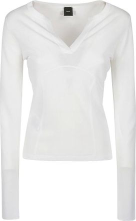 Pinko Pinko, Femme, Tops, Blanc, Taille: 38 FR Asteroide V Neck Sweater