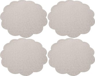 Lurrose 4 St&uuml;ck Teiliges Platzset aus Pu Leder mit Blumenmotiv Wasser &Ouml;lresistente rutschfeste Tischsets Hitzebest&auml;ndig Stilvolle Platzdeckchen f&uuml;r Esszimmer 