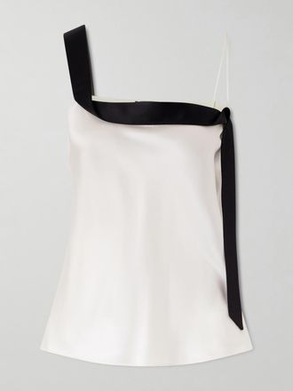 Tom Ford Asymmetrisches Top Aus Zweifarbigem Seidensatin - Schwarz