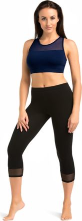 Teyli Leggings Damen mit Mesh am Bein - Leggins 3/4 Damen Baumwolle - 3/4 Leggings Damen mit Hoher Taille - Yogahose Damen 3/4 - Leggings Damen 3/4 Schwarz 