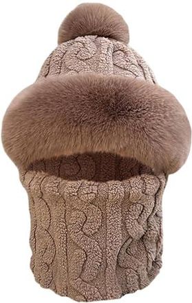 Generic Chapeau dhiver &agrave; capuche - Bonnet de ski confortable en peluche pour homme et femme, chapeau &eacute;charpe &agrave; capuche coupe-vent | accessoire pour chapeaux d