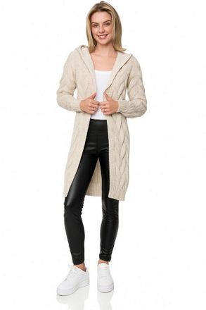 Worldclassca Kapuzenstrickjacke Worldclassca lange Strickjacke Zopfmuster Cardigan mit Kapuze Bolero Strickjacke mit Zopfmuster und Kapuze