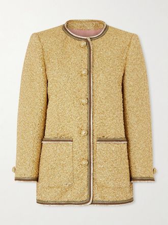 Valentino Garavani Jacke Aus Metallic-cloqué Mit Jacquard-muster - Gold