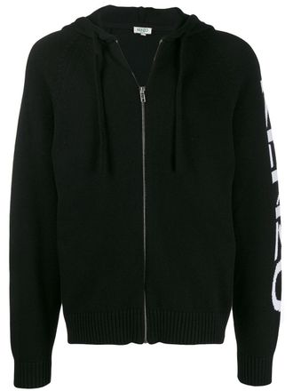 Kenzo intarsia knit logo hoodie - Noir