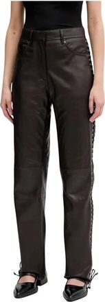 Rotate Rotate Birger Christensen, Femme, Pantalons, Brun, Taille: 42 FR Leather Pantalons
