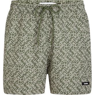 Calvin Klein Medium Drawstring-print Km0km01120 Homme Short de bain, Green (Zigzag Logo Green Aop), XL