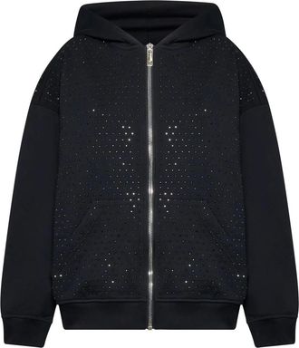 John Richmond Femme, Sweatshirts et sweats &agrave; capuche, Noir, Taille: 42 FR Sweat &agrave; Capuche avec D&eacute;tails Brillants