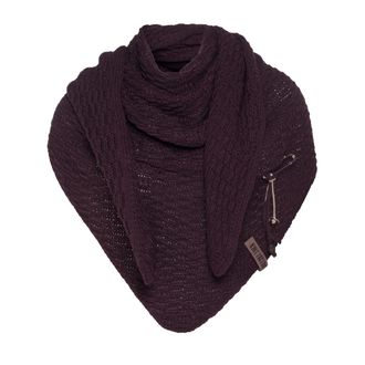 Knit Factory Dreiecksschal Jaida - Damen Strickschal mit Wolle - Hochwertige Qualität - XXL Schal - 190 x 85 cm - Aubergine