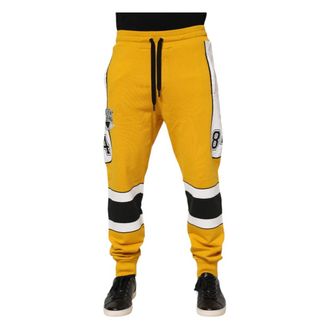 Dolce & Gabbana Gelbe Baumwoll-Joggerhose mit Kordelzug - - Trousers - Herren - Gelb - S