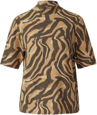 s.Oliver Kurzarmshirt T-Shirt Weiches Shirt mit Animal-Print und Stehkragen