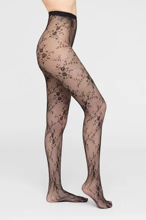 Calzedonia Strumpfhose Aus Blumenspitze Schwarz