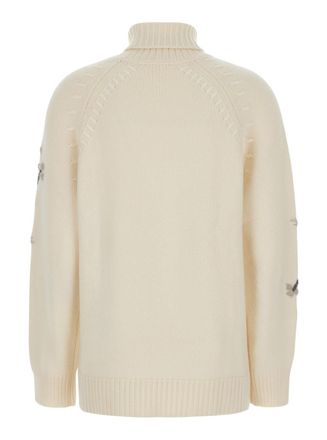 P.A.R.O.S.H. Womens High-Neck Cashmere Sweater White Tops Top
