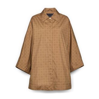 Elena Miro Femme, Vestes, Brun, Taille: 38/40 FR Monogram Nylon Caban