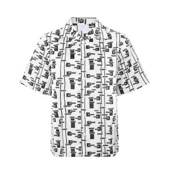 Prada Wei&szlig;es bedrucktes Kurzarmhemd - - Shirts - Herren - Mehrfarbig - M