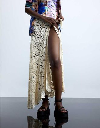 Desigual Par&eacute;o long au crochet - Cr&egrave;me-Blanc