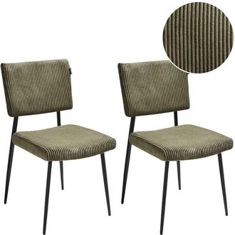 Beliani Esszimmerstuhl 2er Set STURGIS Cord Olivgrün