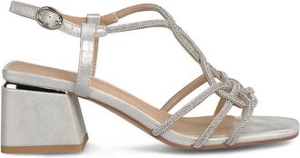 Alma En Pena Alma EN Pena, Femme, Chaussures, Gris, Taille: 42 EU Sandales &agrave; Talon Moyen et Bride en T avec Brides Entrecrois&eacute;es