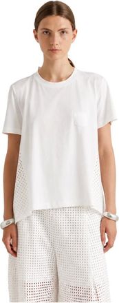 Meimeij Femme, Tops, Blanc, Taille: 44 FR T-shirt Cotone