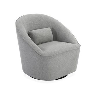 Sweeek Fauteuil pivotant 360&deg; en Tissu Gris Clair. avec Coussin Lana L 80 x P 73 x H77cm
