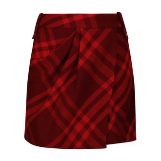 Burberry Kariertes Woll-Minirock - - Skirts - Damen - Rot - 2XS