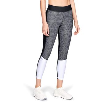 Under Armour Damen Capri UA HG Jac Ankle Crop, Black/White/Metallic Silver (001), XS, 1318006