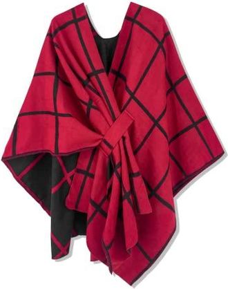 Hikaro Poncho dhiver Mode Femme Réversible Châle Écharpe Wrap Chaud Cardigan Créatif Manteau