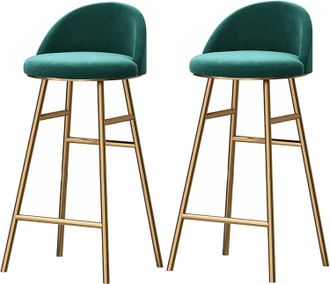 Generic Barhocker in Tresenh&ouml;he (66/76 cm) mit R&uuml;cken- und Fu&szlig;st&uuml;tze, samtbezogen, geeignet f&uuml;r K&uuml;cheninseln, Tragkraft: 150 kg