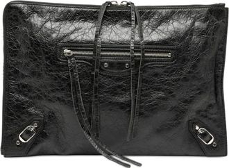 Balenciaga pochette Motocross Classic Zip Around Flat en peau dagneau (2016) - Noir