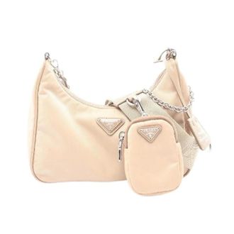 Prada Pre-owned Re-Edition 2005 Nylon Saffiano Leder 2-Wege Schultertasche - - Pre-owned - Damen - Beige - ONE SIZE