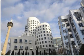 Artland ARTland Wanddeko Wandbild Alu Verbundplatte f&uuml;r Innen & Outdoor Bild 60x40 cm Architektur Frank Gehry Hochhaus Turm Medienhafen D&uuml;sseldorf U4TA