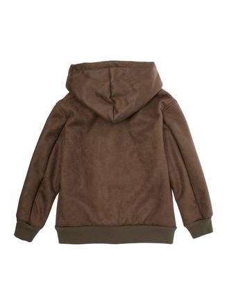 Emporio Armani Boys Brown Jacket With Fixed Hood And Logo Embroidery Polyester