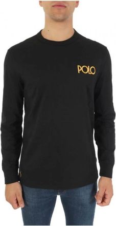 Ralph Lauren Homme, Tops, Noir, Taille: M PRL Logo Cotton-Jersey T-shirt &agrave; Manches Longues
