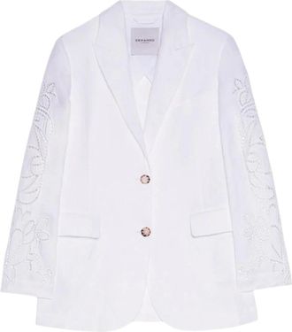 Ermanno Scervino Femme, Vestes, Blanc, Taille: 34 FR Blazer en lin &agrave; simple boutonnage