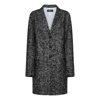 Dsquared2 Femme, Manteaux, Noir, Taille: 36 FR Manteau en Laine Chevron Noir